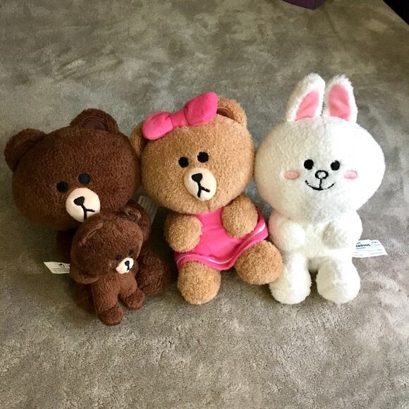Gund | Toys | Lot Of 4 Gund Line Friends Plush 3 Choco Bear Cony Bunny ...